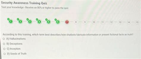 Security Awareness Training Quiz Test Your Knowledge Receive An 80 Or Higher To Pass The Quiz