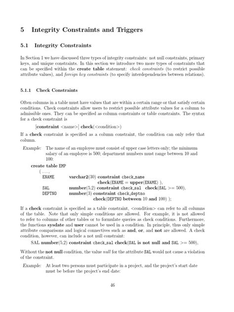 Integrity Constraints And Triggers Pdf Relational Database Plsql