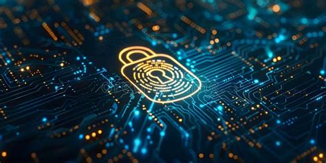 An Animated Cyber Security System With Padlock And Fingerprint Icons On A Technology Background