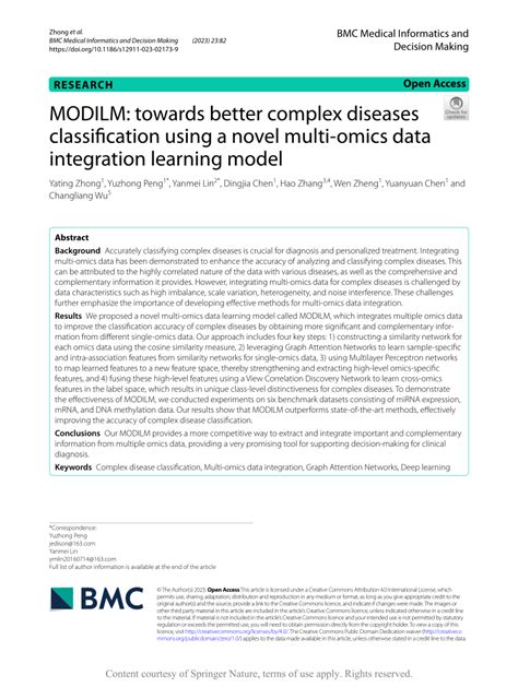 pdf modilm towards better complex diseases classification using a