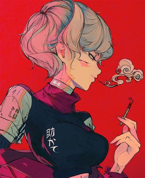Anime Girl Smoking Drawing
