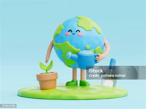 3d 귀여운 지구 만화 캐릭터 세계 환경의 날 지구와 에너지 절약 친환경 3d 렌더링 0명에 대한 스톡 사진 및 기타 이미지 Istock