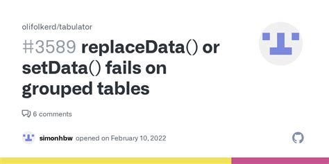 Replacedata Or Setdata Fails On Grouped Tables · Issue 3589 · Olifolkerdtabulator · Github