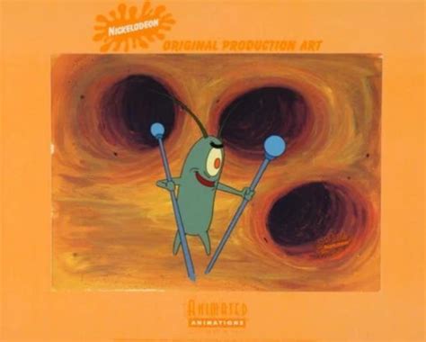 Spongebob Production Art Plankton Controlling Spongebob Animation Cel From