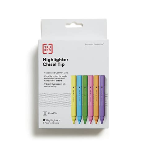 tru red™ chisel tip tank highlighter with grip