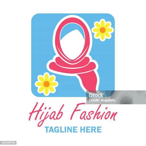 귀하의 슬로건에 대 한 텍스트 공간 Hijab 아이콘 태그 라인 벡터 일러스트 레이 션 가리기에 대한 스톡 벡터 아트 및 기타