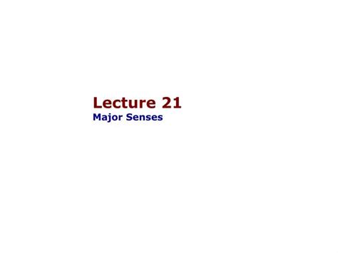 Ppt Lecture 21 Major Senses Powerpoint Presentation Free Download