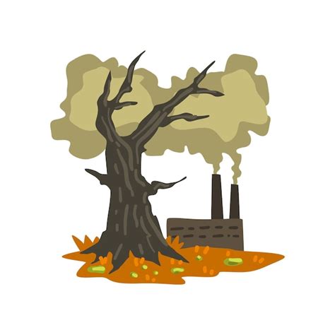 Premium Vector Dead Tree And Polluting Factory Ecological Problem Environmental Pollution