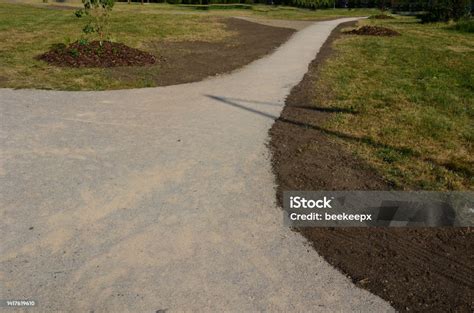 Pedestrian Path Newly Built Compacted Stone Aggregate Permeable Surface