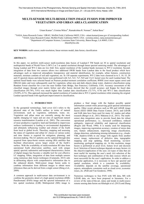Pdf Multi Sensor Multi Resolution Image Fusion For Improved Vegetation And Urban Area