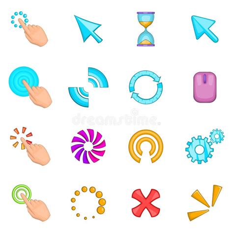 Click Cursors Icons Set Cartoon Style Stock Vector Illustration Of Press Graphic