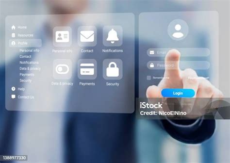 온라인 프로필 계정에 액세스하려면 암호가 있는 로그인 페이지입니다 인터넷에서 보안 연결 및 개인 데이터 보안 사이버 보안 및