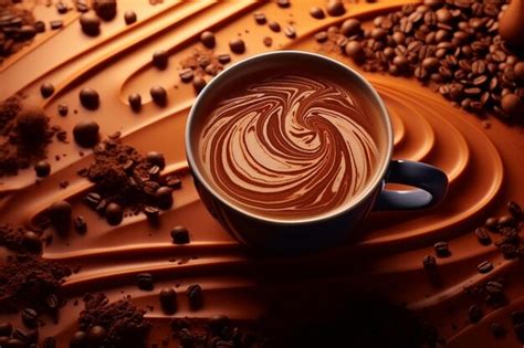 Illustration Of A Chocolate Themed Background With Cocoa Beans And Swirls Premium AI Generated