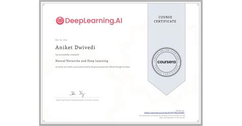 Completion Certificate for Neural Networks and Deep Learning | Aniket ...