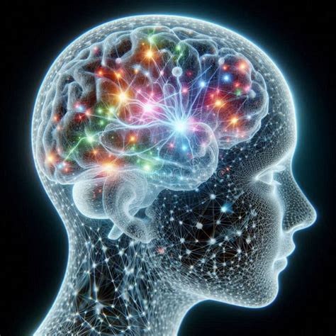 Neural Network Hologram Visualizing Brain Neurons Stock Illustration