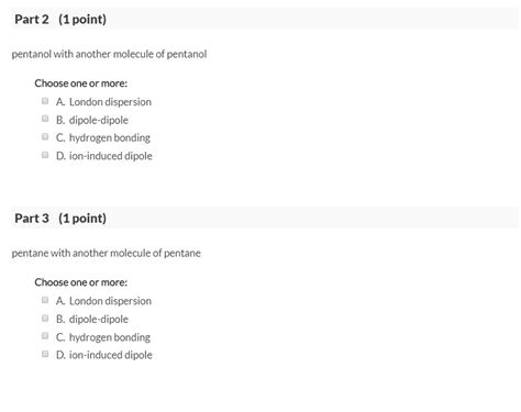Select All The Intermolecular Forces Associated With 1 Pentanol