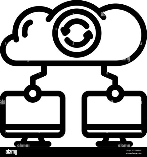 Data Synchronization Cloud Computing Line Icon Vector Illustration