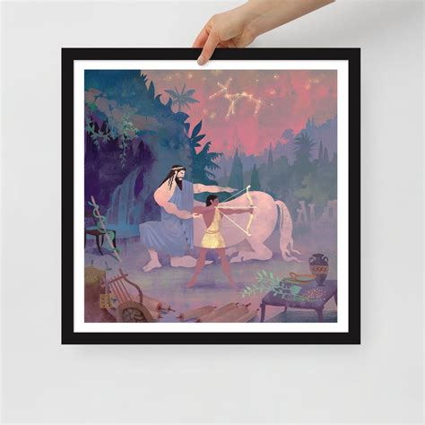 Teachings Of Chiron Framed Art Print Chiron Teaching Heracles Greek Mythology