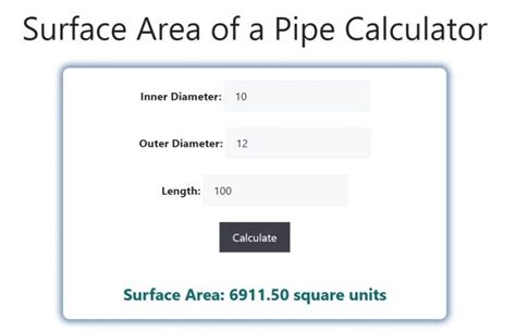 Surface Area Of A Pipe Calculator Savvy Calculator