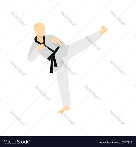 Wushu Fighting Style Icon Flat Royalty Free Vector Image