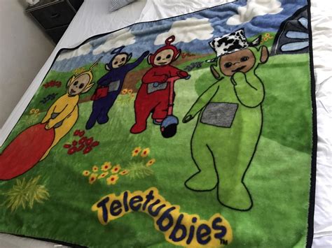 Teletubbies Blanket Throw Plush Thick Vintage 50 X 60 1887578603