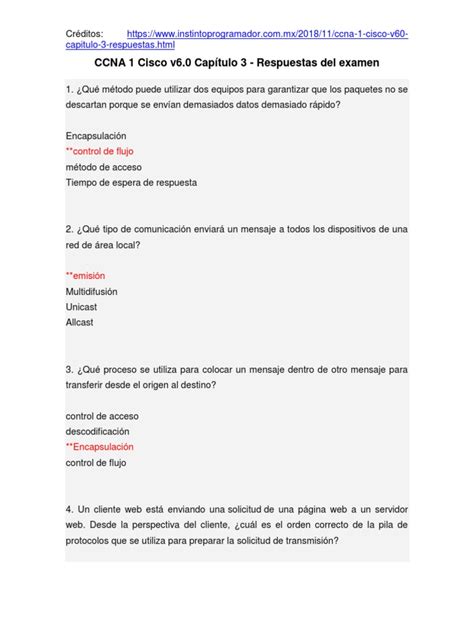 Ccna 1 Cisco V6 0 Capítulo 3 Respuestas Del Exámen Pdf Protocolos De Internet Red De