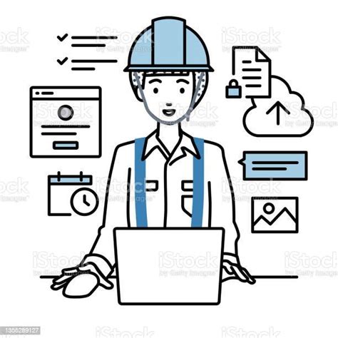 웹 사이트 검색 클라우드에서 파일 연구 공유 프로젝트 예약 관리 작업 구성 책상에서 팀과 의사 소통을 위해 랩톱 컴퓨터를 사용하여 건설 현장에서 일하는 여성 건축가에 대한