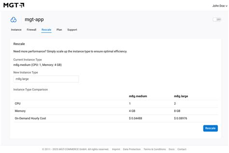 Instance Rescale Mgt Commerce Knowledge Base