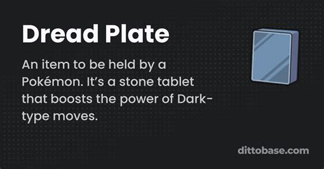 Dread Plate Pokémon Item Dittobase