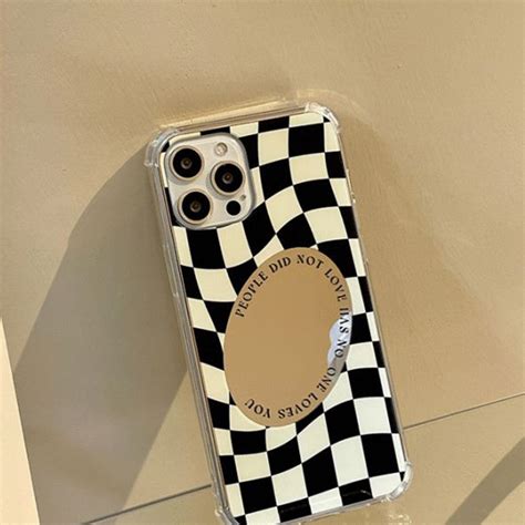 비겐시스터 21fw인싸템 웨이브 체크 미러 거울 아이폰케이스 핸드폰케이스 Iphone 체커보드 패턴 위시버킷