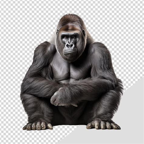 투명한 배경에 고립된 분노한 고릴라 Png 프리미엄 PSD 파일