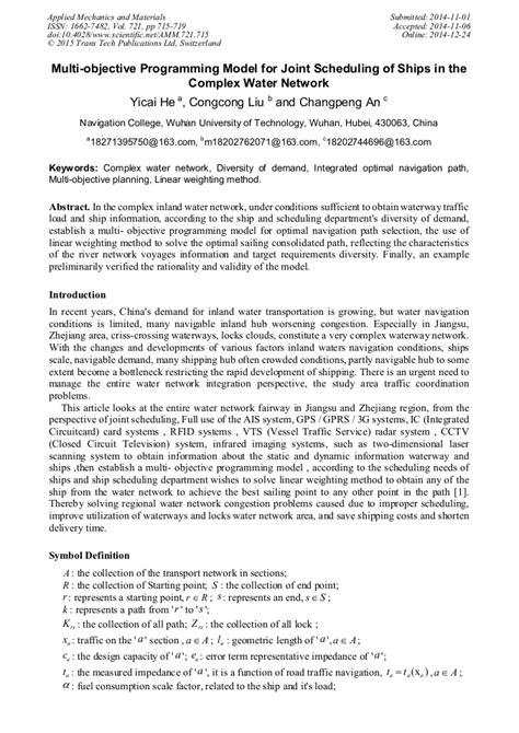 Multi Objective Programming Model For Joint Scheduling Of Ships In The