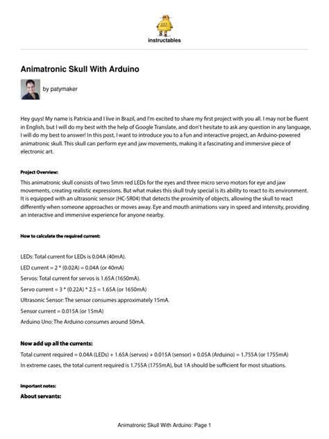 animatronic skull with arduino pdf computer engineering