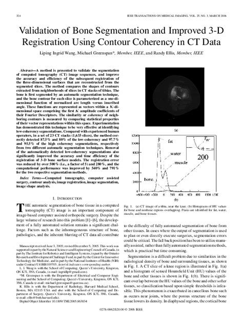 Pdf Validation Of Bone Segmentation And Improved 3 D Registration