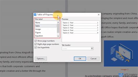 Insert Table Of Figures And Refer To The List Of Captioned Objects WPS Academy Free Office Courses
