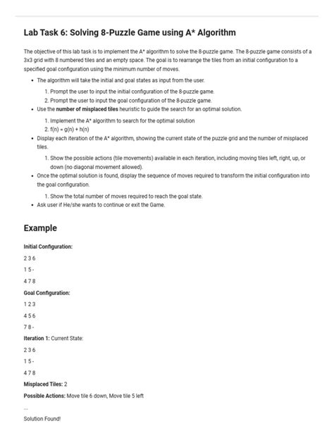 Lab 5 8 Puzzle Using A Star Pdf