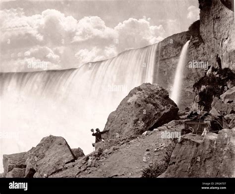 C 1880s Vintage Photograph North America Niagara Falls From Canada
