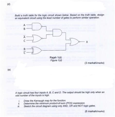 solved d build a truth table for the logic circuit shown