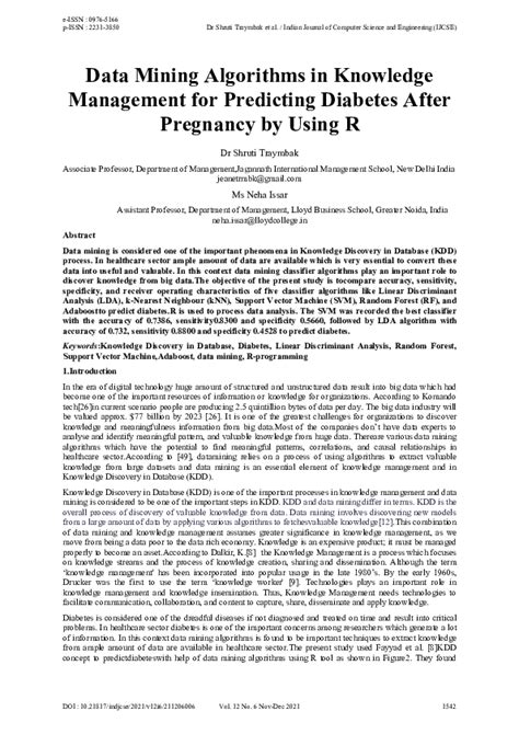 Pdf Data Mining Algorithms In Knowledge Management For Predicting