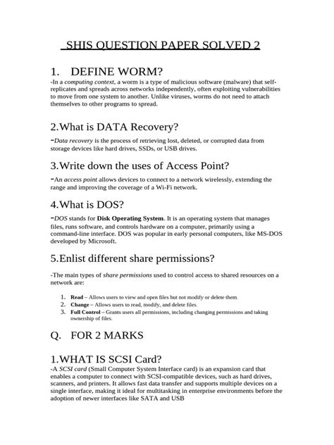 Shis Question Paper Solved 2 Pdf Computer Virus Operating System