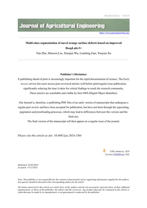 Pdf Multi Class Segmentation Of Navel Orange Surface Defects Based On