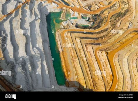 Top View On A Stone Quarry Arial View On A Mining Of Natural Resources Or Ore Green River