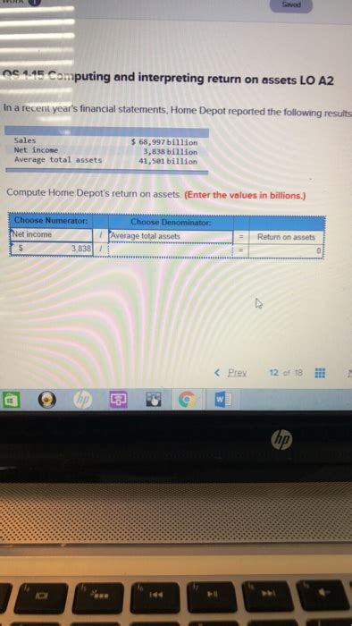 Solved Savod Computing And Interpreting Return On Assets Lo
