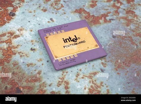 Kyiv Ukraine April 22 2020 Intel Pentium Pro Processor On Rusty Metal Background Stock