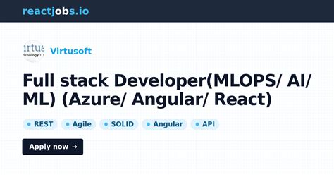 Full Stack Developermlops Ai Ml Azure Angular React At Virtusoft