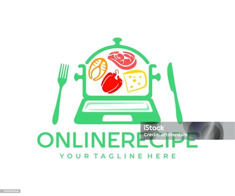 노트북 스테이크 생선 치즈 피망 포크 나이프 디자인을 곁들인 팬 음식 식사 냄비 고기와 야채 요리와 조리법 벡터 디자인과 그림 건강한 식생활에 대한 스톡 벡터 아트 및 기타