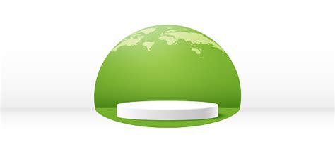 흰색 현실적인 3d 실린더 받침대 연단 반원을 배경으로 한 녹색 지구 제품 디스플레이 프리젠 테이션 최소한의 장면 벡터 일러스트레이션 제로 웨이스트에 대한 스톡 벡터 아트