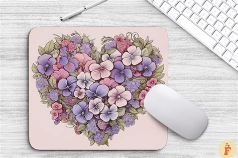 romantic floral heart mouse pad design graphic by foxmia · creative fabrica