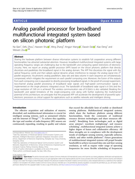 Pdf Analog Parallel Processor For Broadband Multifunctional