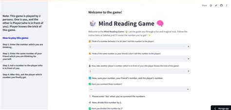 mind reading game built with python and streamlit 🧠 i m excited to share